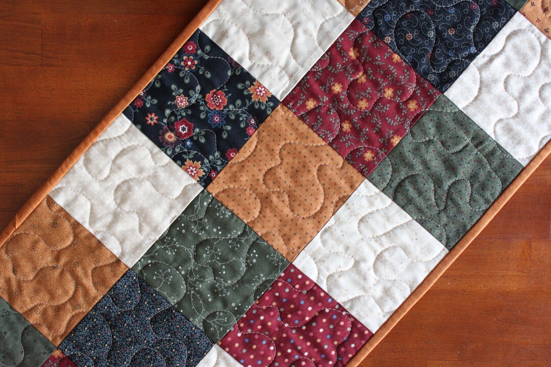 Kansas Troubles Table Runner, Quilted Table Runner, Deep Red Table ...