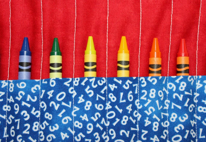 Number Crayon Roll Numbers Crayon Tote Blue Yellow Red - Etsy