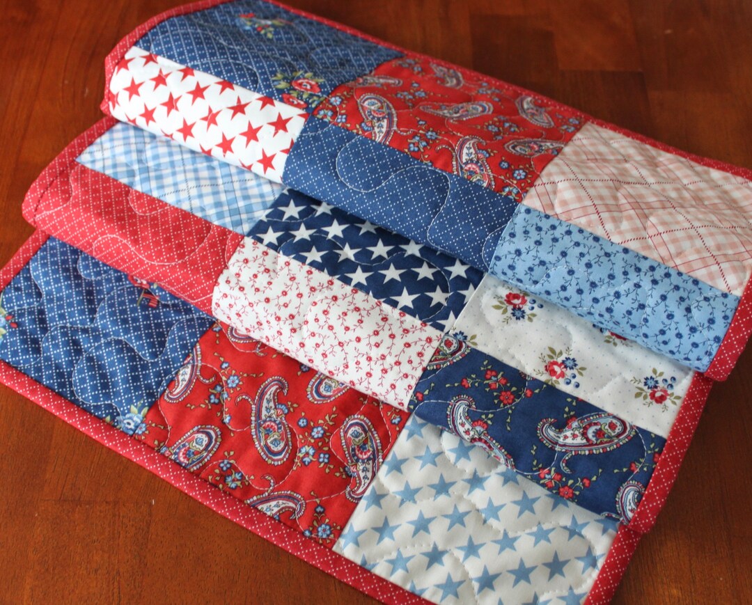 American Table Runner, Quilted 4th of July Table Runner, Belle Isle ...