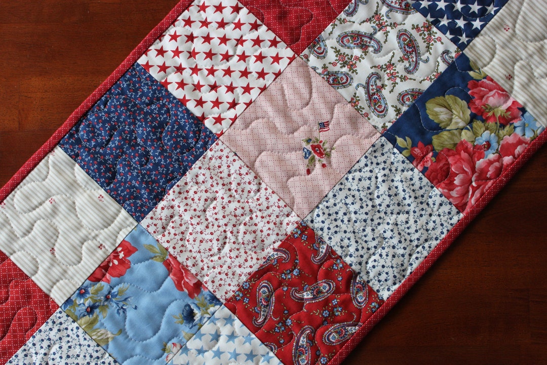 American Table Runner, USA Table Runner, Quilted 4th of July Table ...