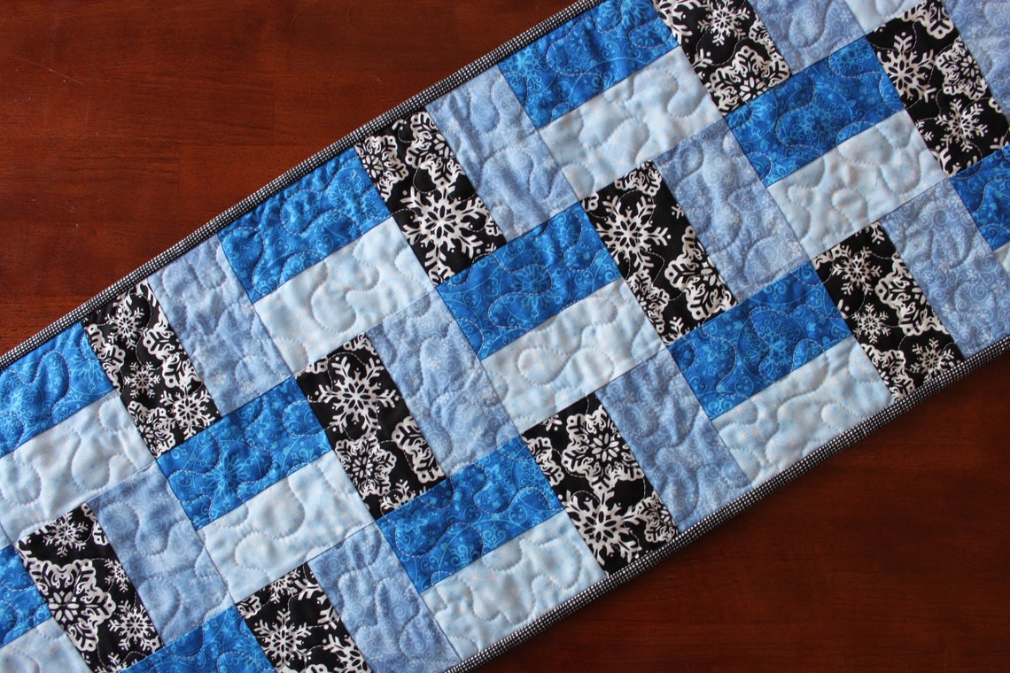 Blue Snowflake Table Runner Blue Christmas Table Runner - Etsy