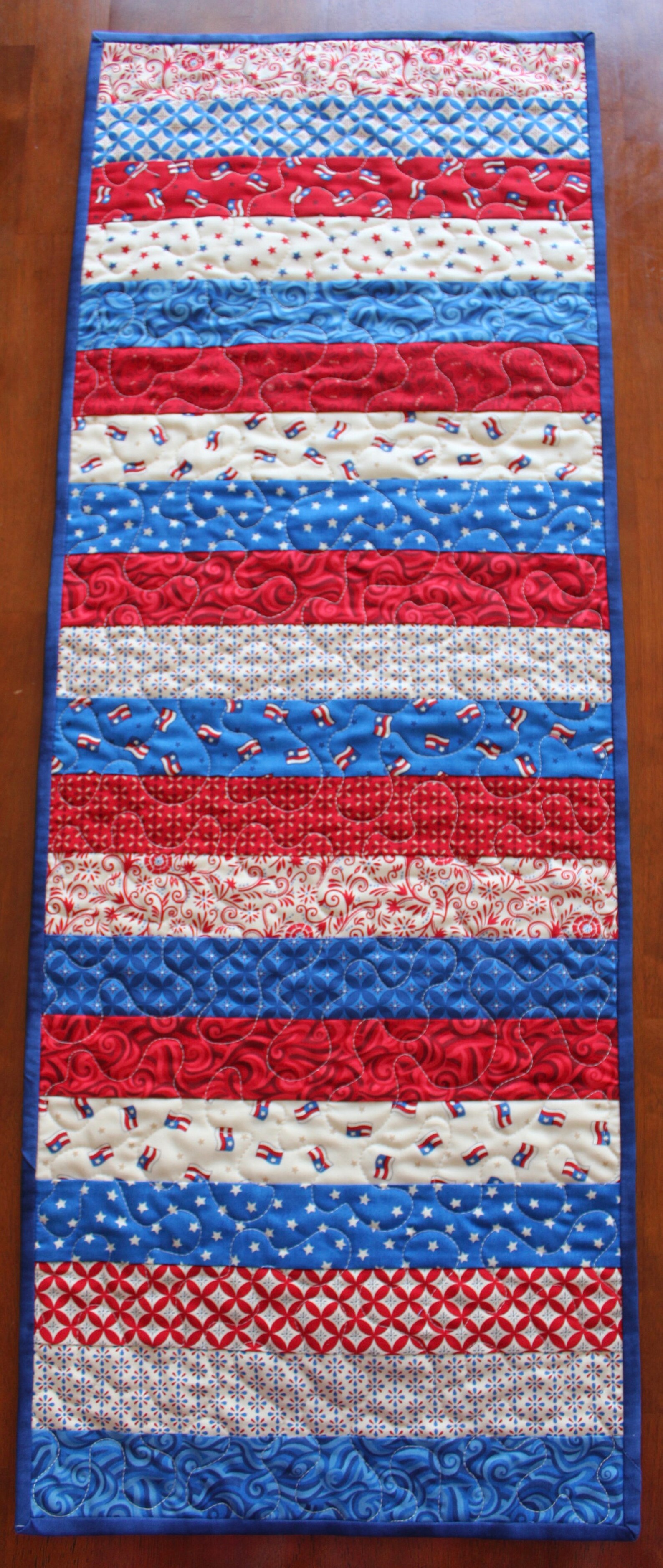 Quilted American Table Runner, Independence Day Table Runner, Americana ...