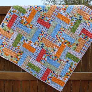 Big & Little Fence Baby Quilt Pattern, Strip Quilt Pattern, Jelly Roll ...