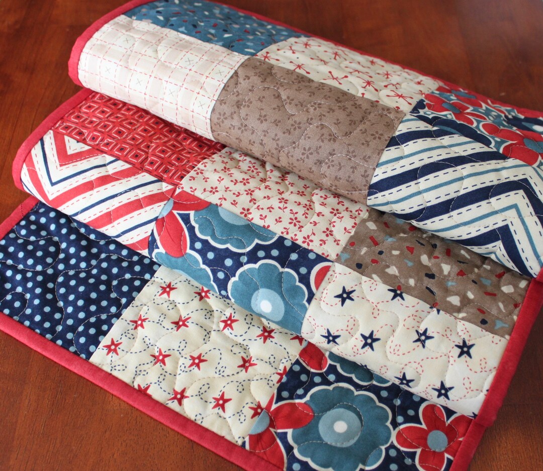 American Table Runner, Quilted USA Table Runner, Independence Day Table ...