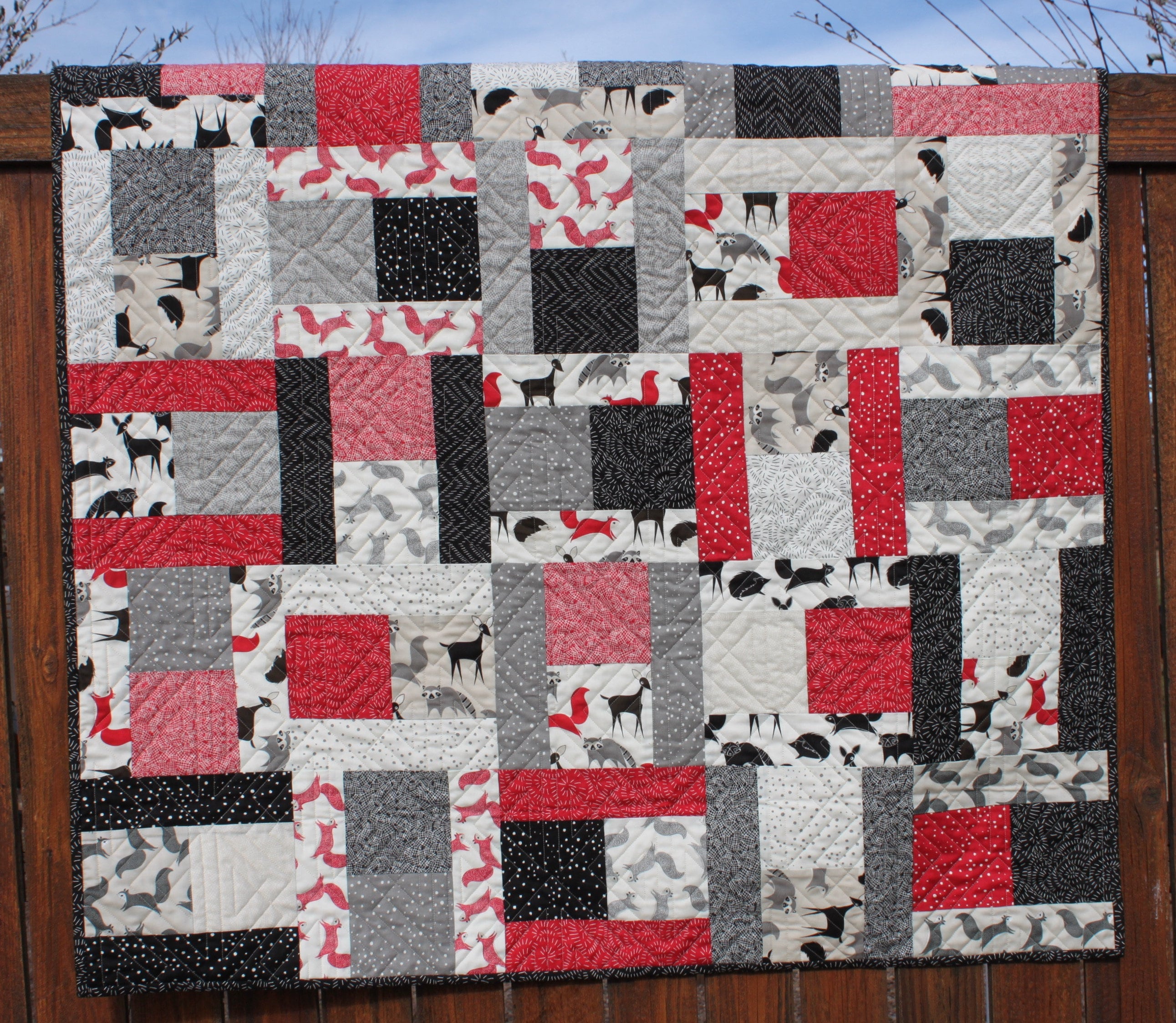 Red Baby Quilt Black Red Baby Quilt Bramble Baby Quilt Baby | Etsy