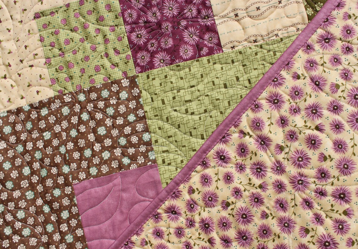 Purple Baby Girl Quilt, Prints Charming Baby Quilt, Purple Crib Quilt ...