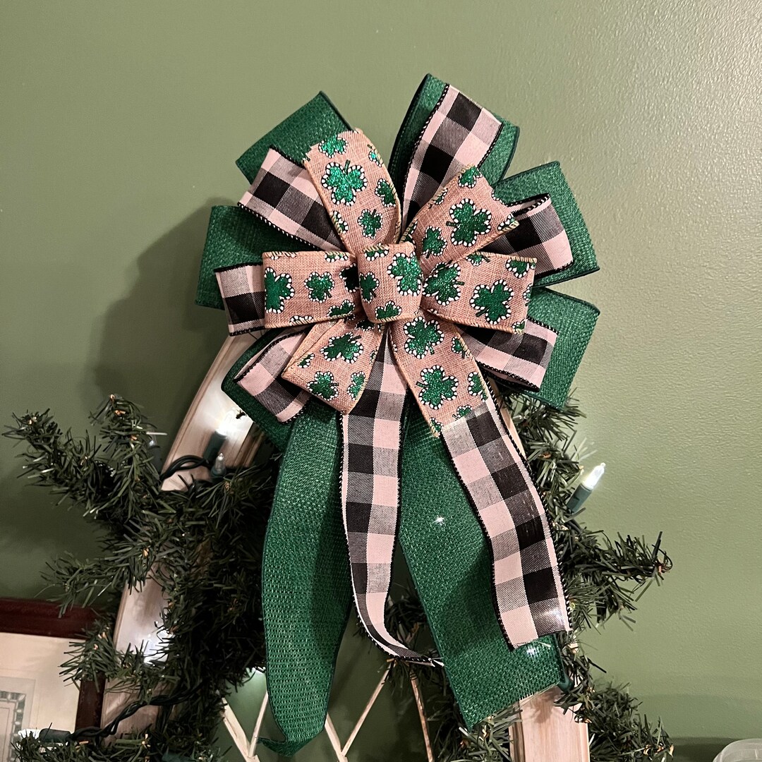 St. Patrick’s Day Bow, Four Leaf Clover Bow, Shamrock Bow, Buffalo ...