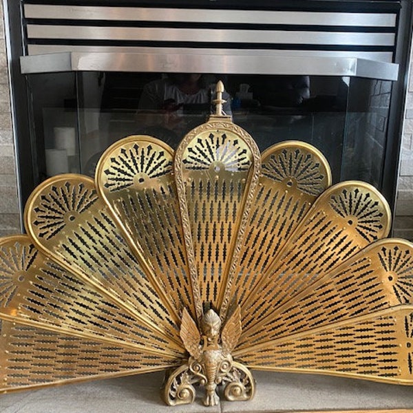 Peacock Fireplace Screen - Etsy