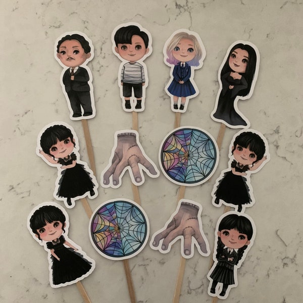Wednesday Addams Cupcake Toppers - Etsy