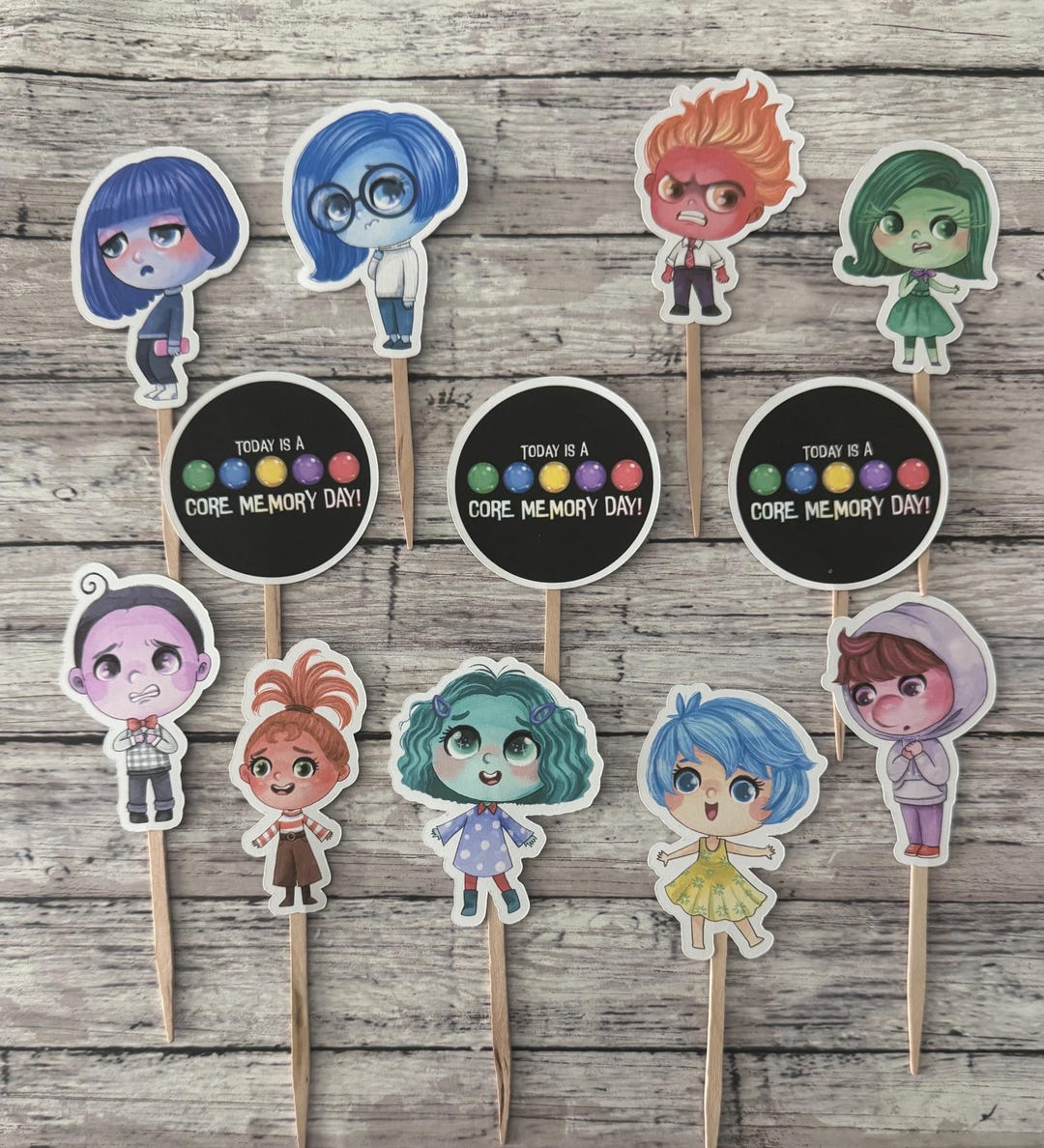 Inside Out Cupcake Toppers - Etsy