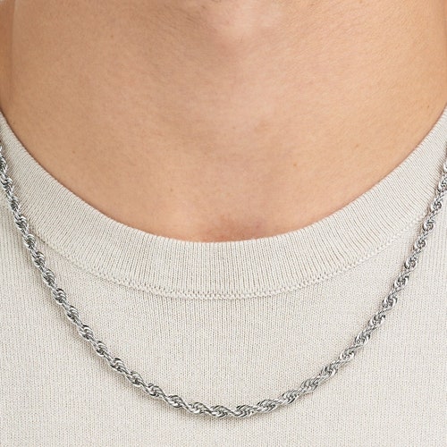 Black Rope Chain Necklace Stainless Steel 2mm 4mm for Men - Etsy