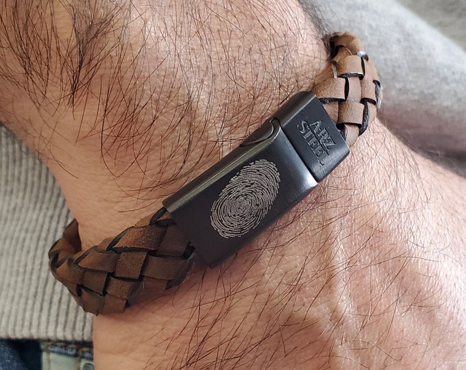 Men's Italian Leather Single Braid Bracelet - Etsy