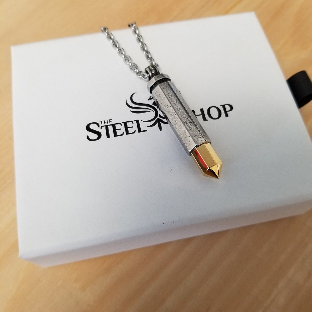 Personalized Gold Stainless Steel Bullet Ashes Locket Mourning | Etsy