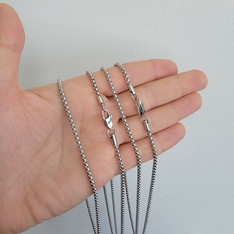 3mm Round Box Link Stainless Steel Necklace Chain for Men or - Etsy