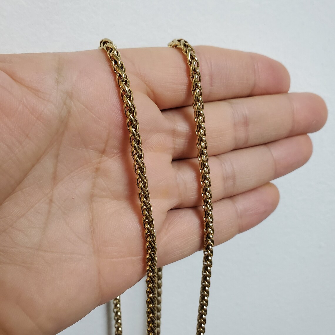 4mm Round Franco Gold Plated Wheat Chain Stainless Steel | Etsy