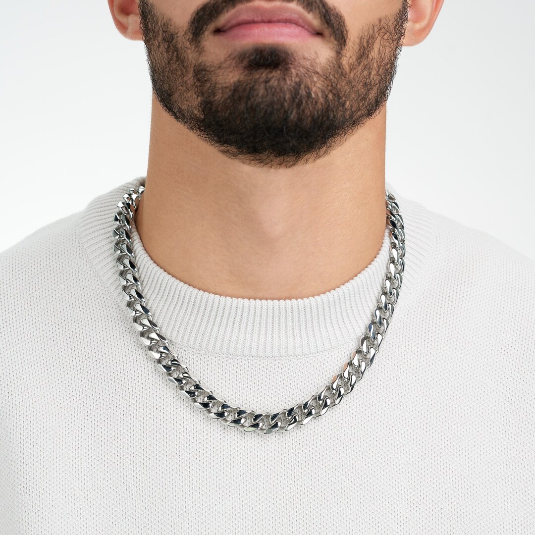 13mm Chunky Cuban Link Stainless Steel Necklace Curb Chain for Men Gift ...