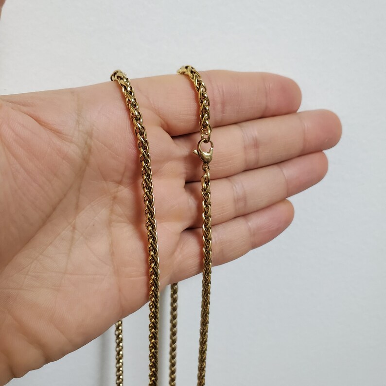 4mm Round Franco Gold Plated Wheat Chain Stainless Steel | Etsy