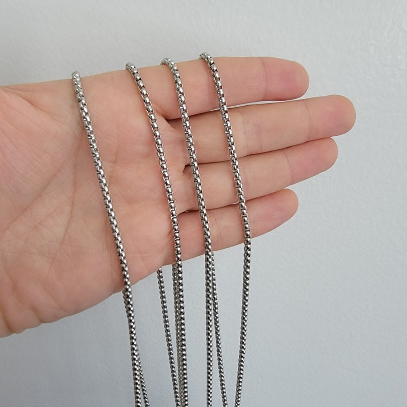 3mm Round Box Link Stainless Steel Necklace Chain for Men or - Etsy