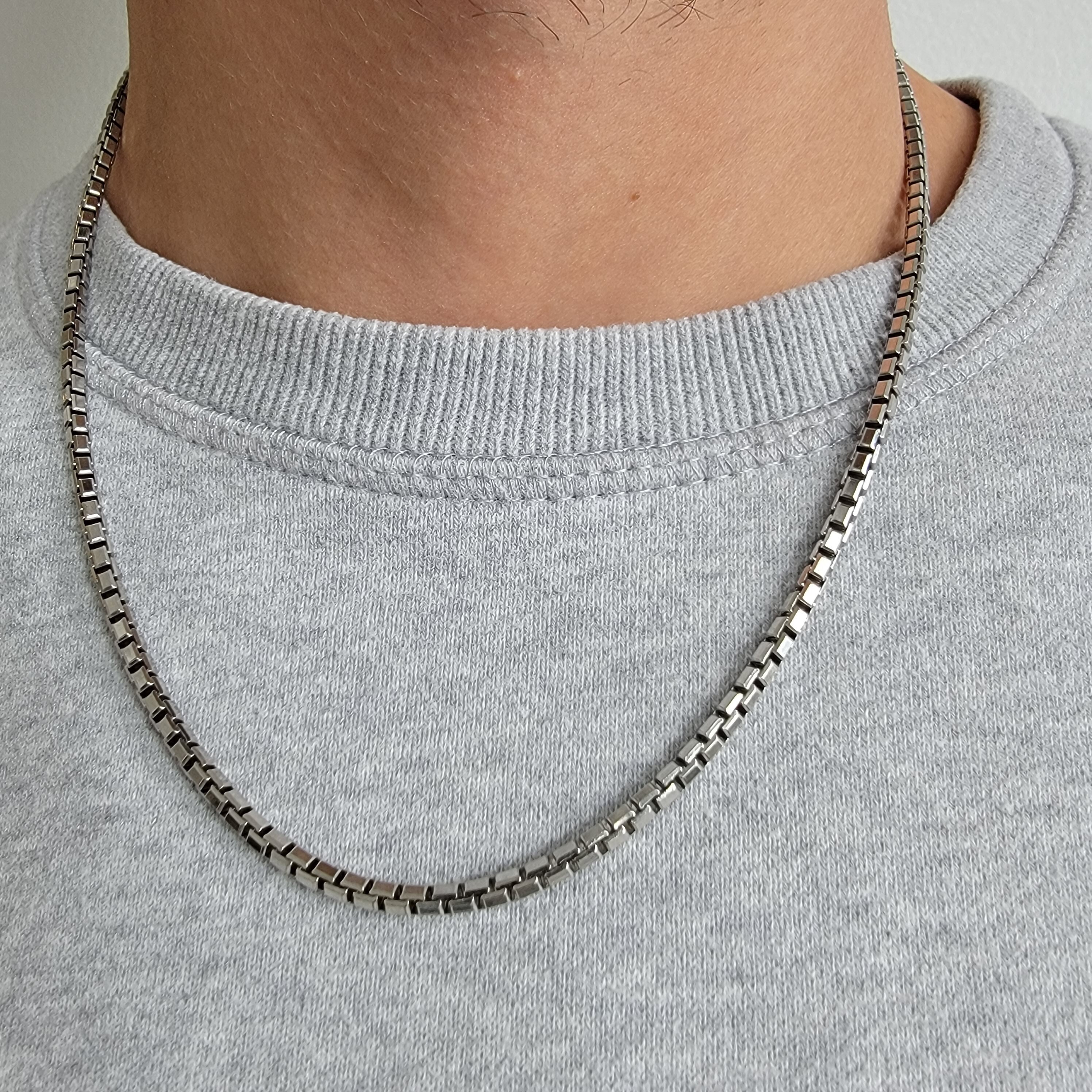 3mm Diamond Cut Box Link Sterling Silver .925 Rhodium Plated | Etsy