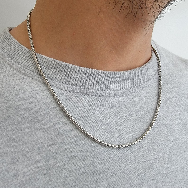 3mm Round Box Link Stainless Steel Necklace Chain for Men or - Etsy