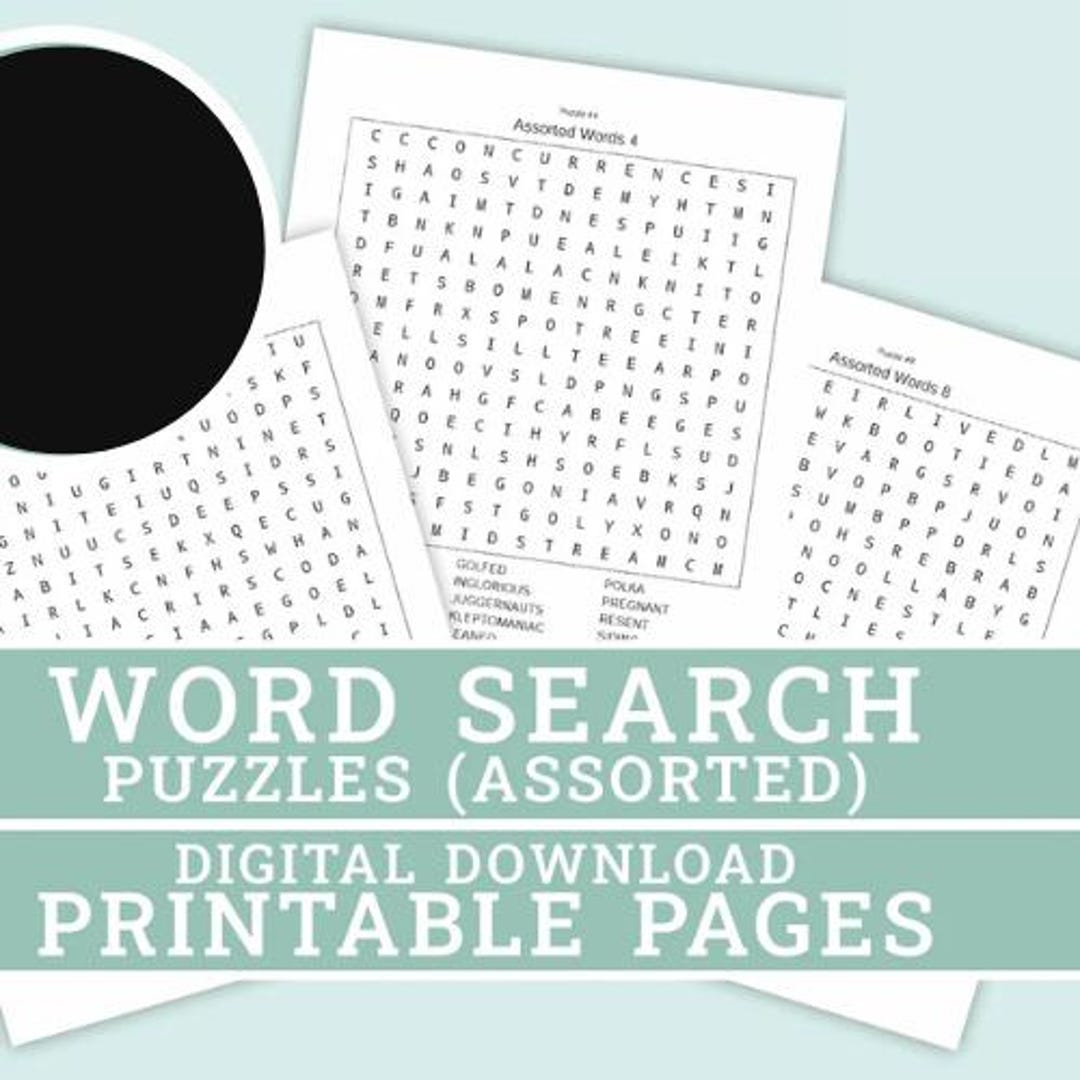 Word Search Puzzle | 50 Printable Puzzle Pages for Kids and Adults ...