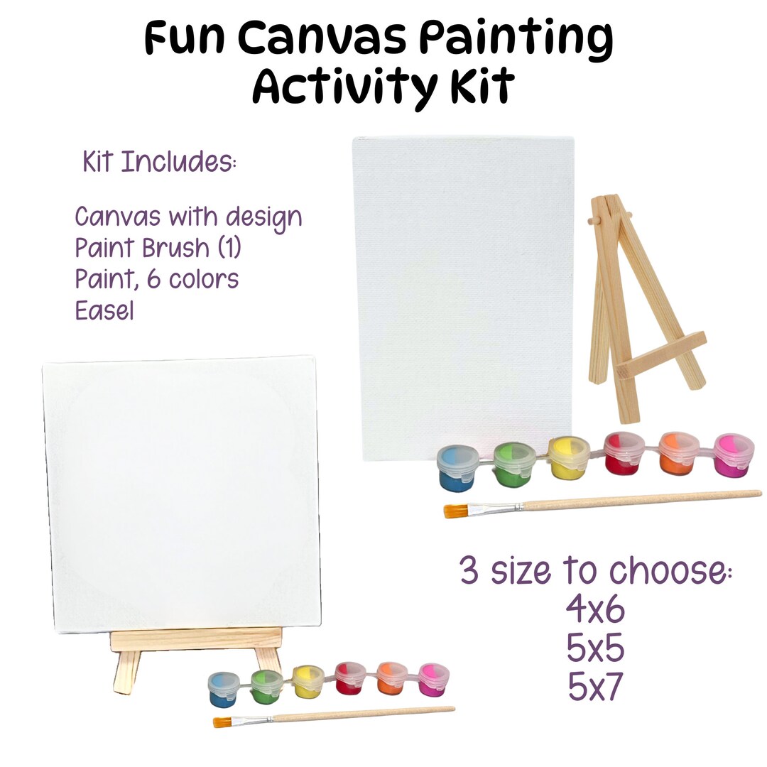 Canvas Activity Kit |custom|pre-printed Canvas With Paint, Brush ...