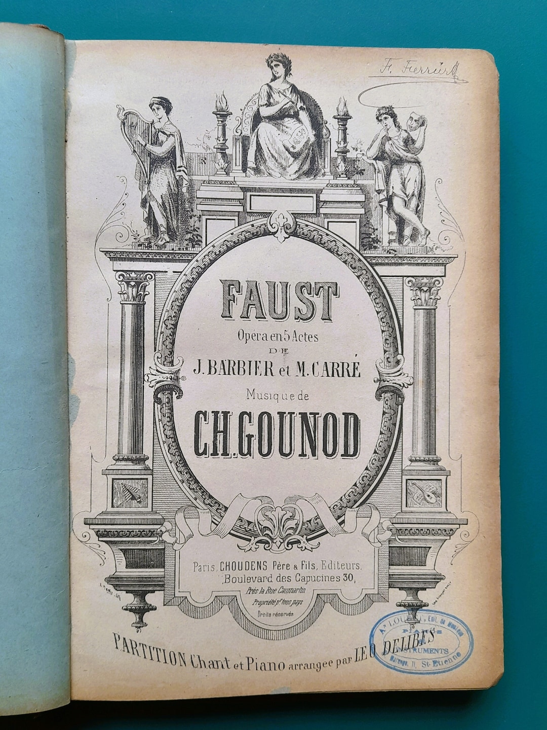 Faust Gounod Barbier Carré Paris Opera in Five Acts Voice and Piano - Etsy