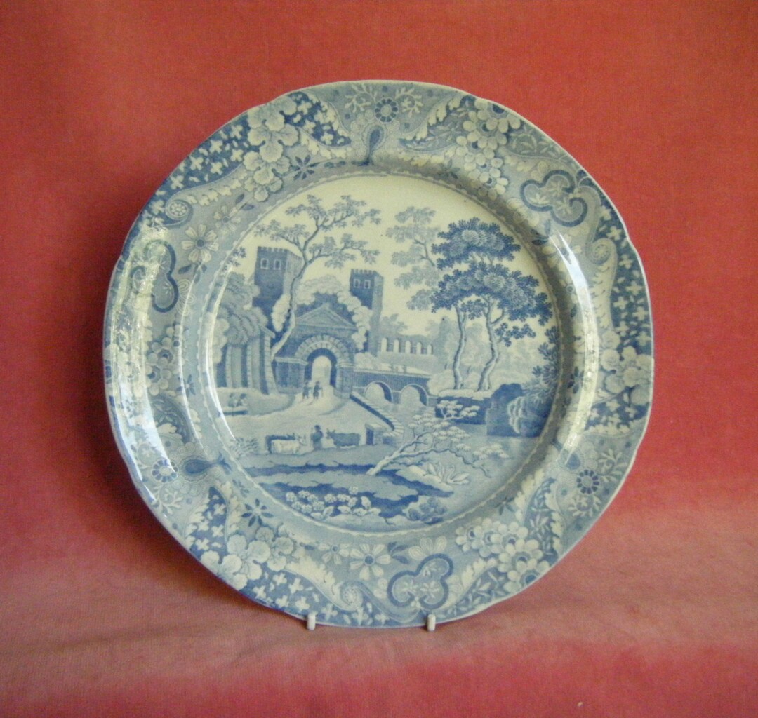 Blue and White Transferware Dinner Plate Spode Castle C.1820 - Etsy
