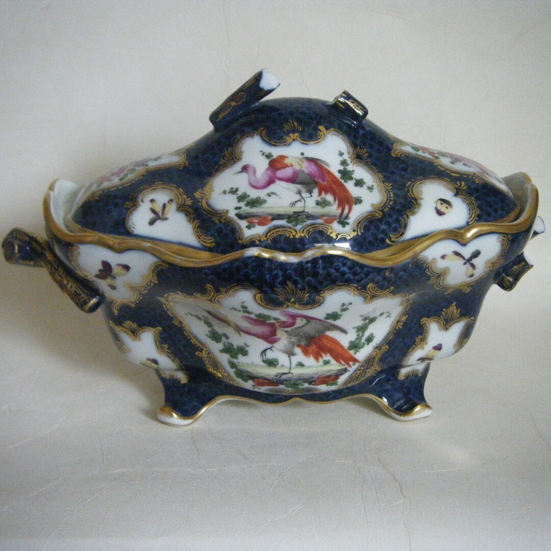 Samson Porcelain Paris Worcester Fancy Birds Style Footed Covered Dish ...