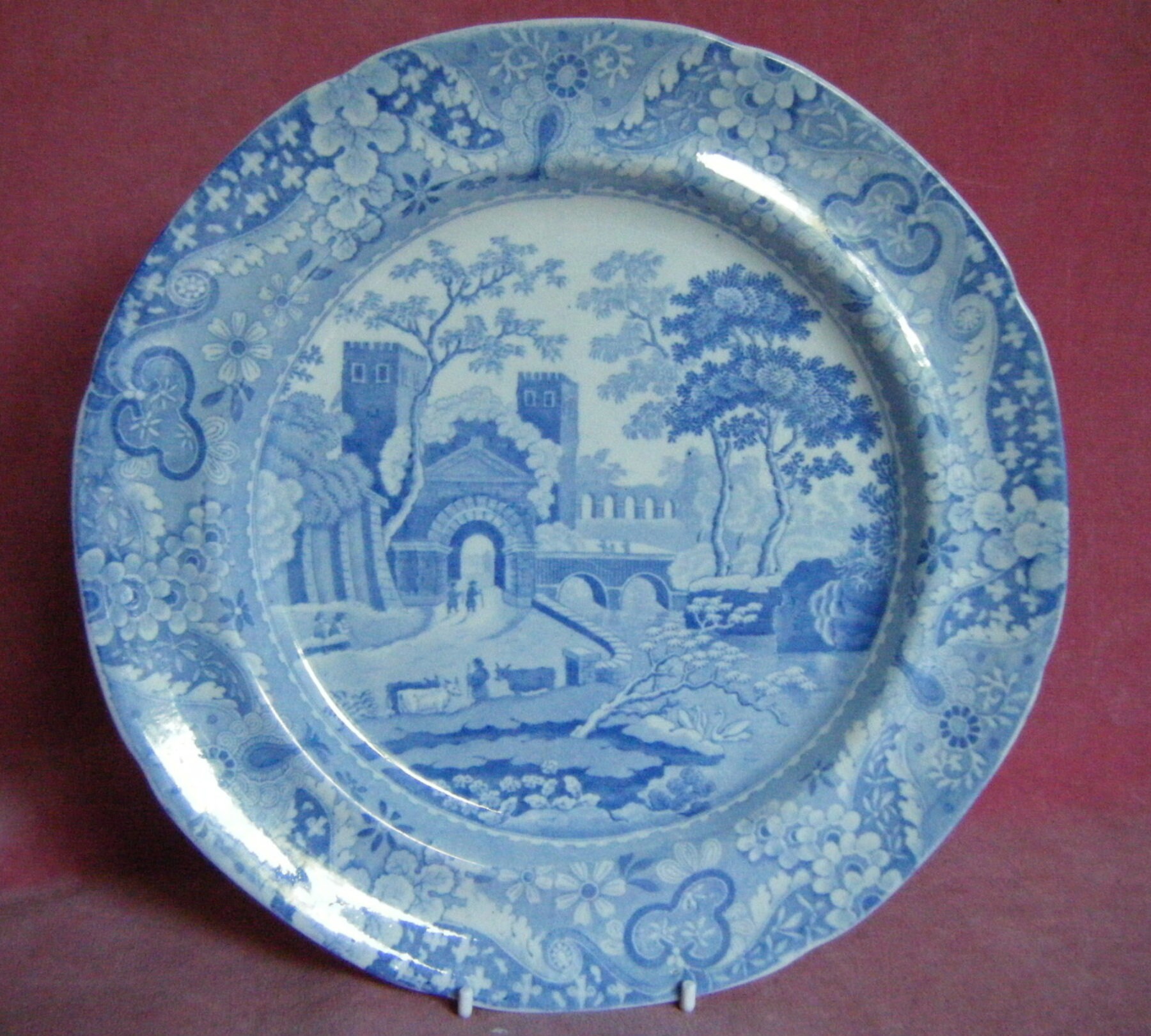 Blue and White Transferware Dinner Plate Spode Castle c.1820 | Etsy