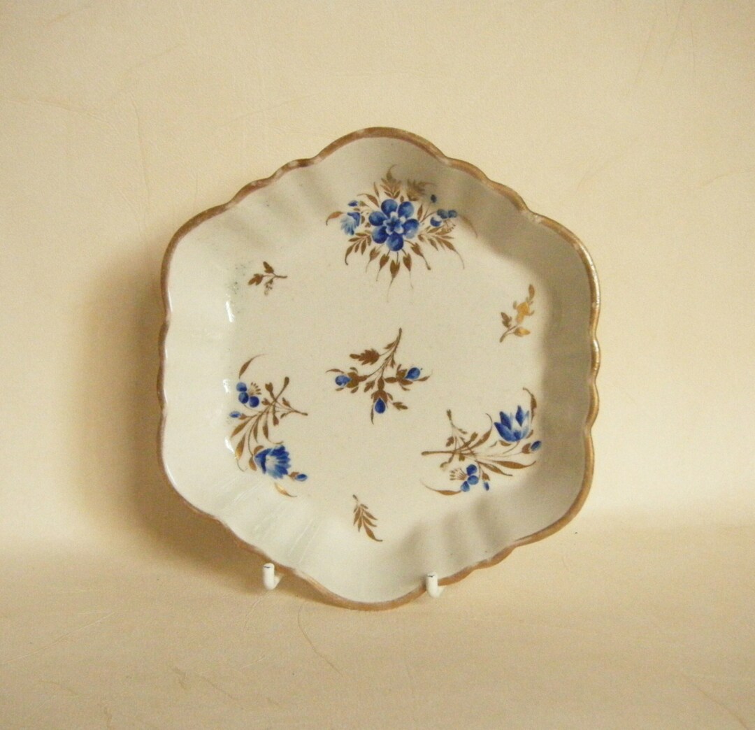 Caughley Georgian Porcelain Teapot Stand Blue and Gilt Flowers C.1785 ...