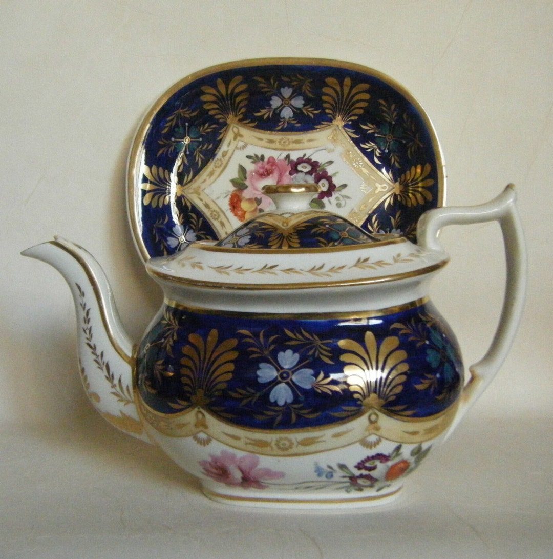 Mrs. Bowring Georgian Porcelain China Teapot and Stand Hand Painted ...
