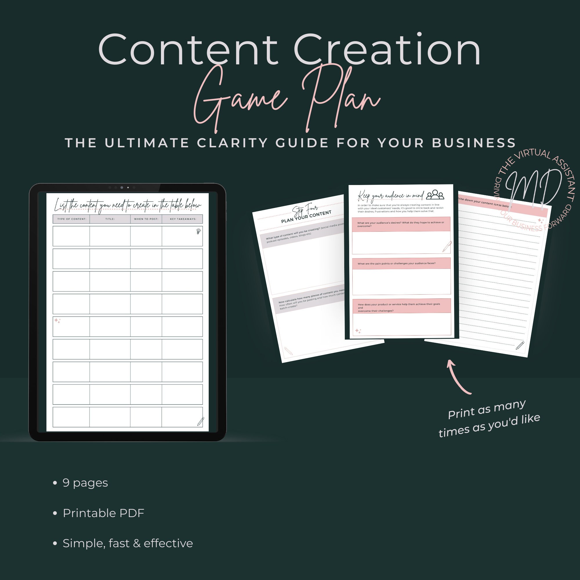 The Ultimate Content Planning Day Guide & Workbook Printable , 8-page ...