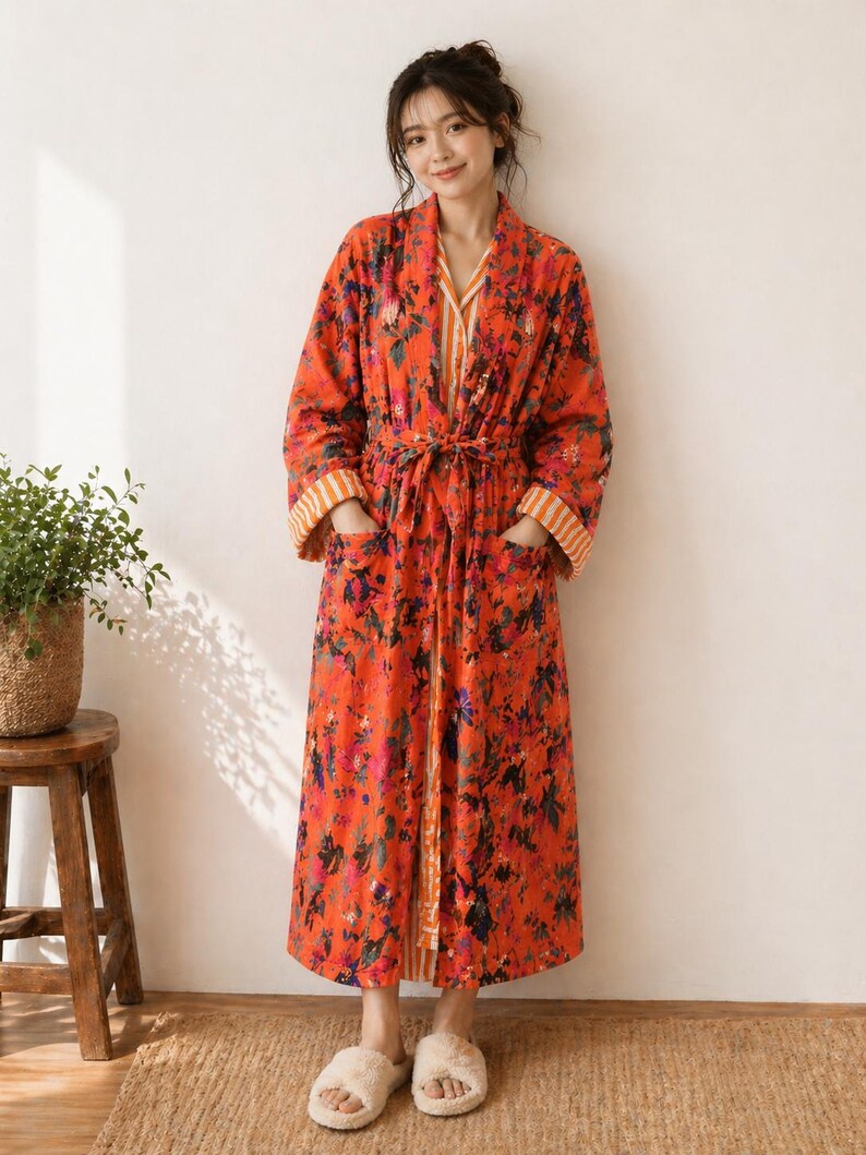 Handmade Bird Print Velvet Robe Boho Kimono Jacket Luxury Boho ...