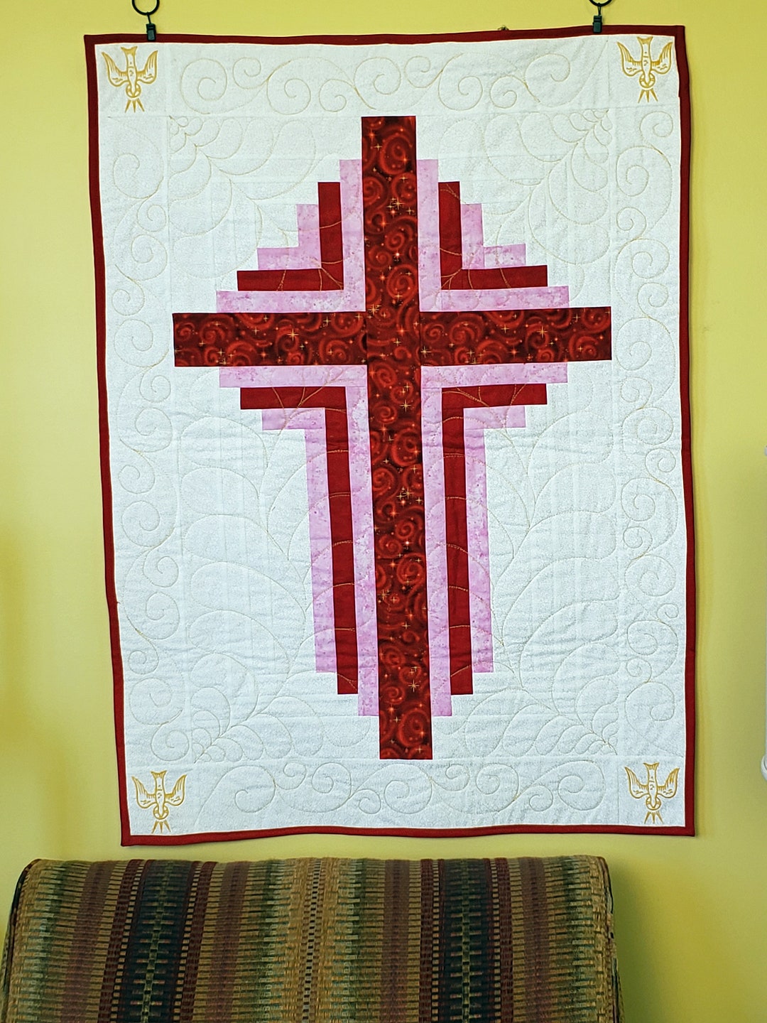 Christian Cross Quilt, Handmade Prayer Quilt, Ordination Gift, Cross ...