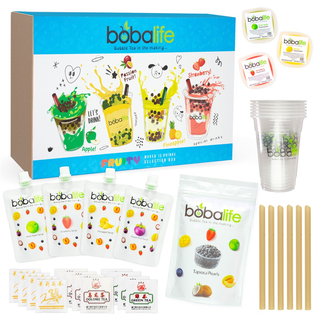Bubble Tea Kit Gift Box - Makes 12 Drinks | Suitable for Vegans | by ...