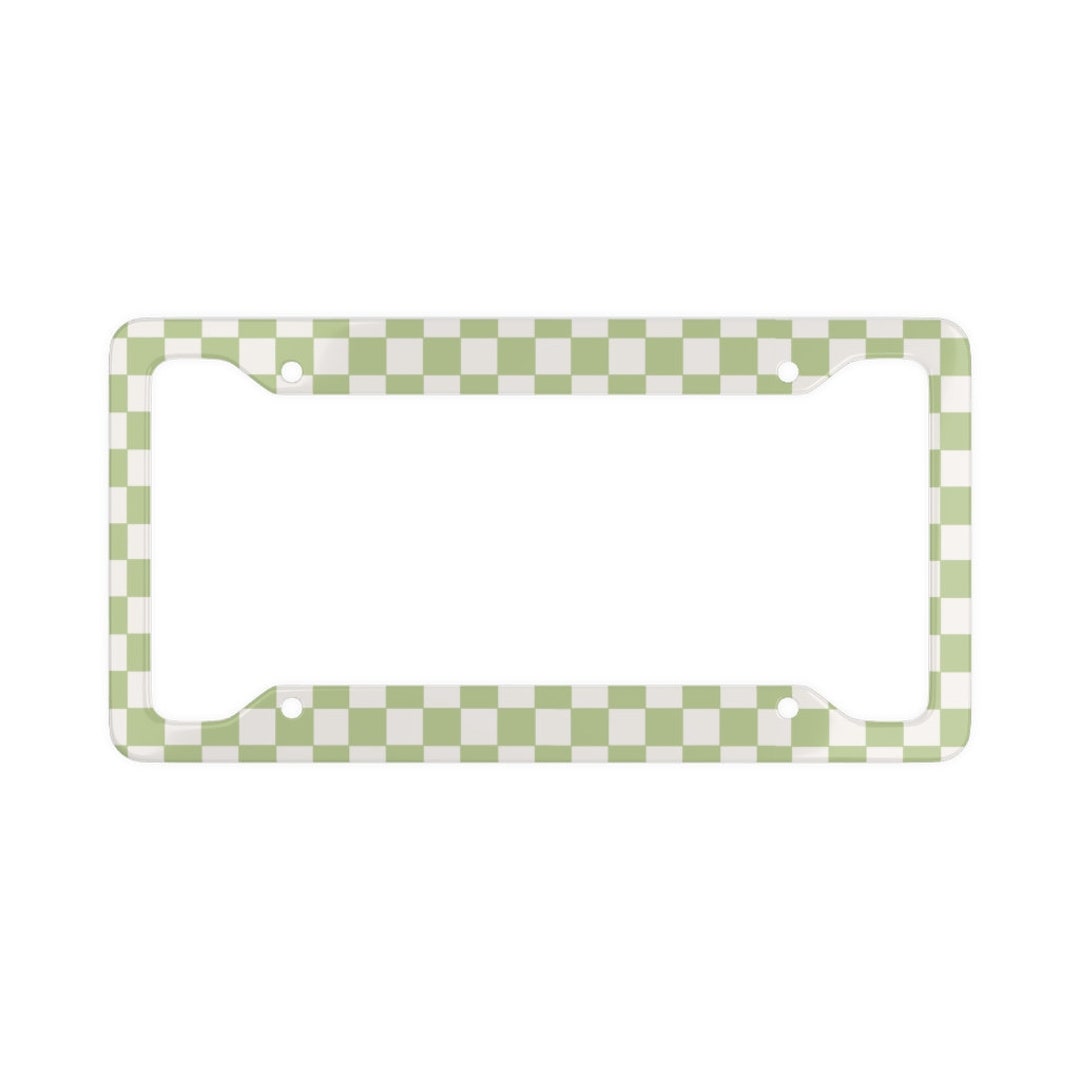 Light Green Checker Cute Aesthetic Y2K License Plate Frame Car Decor ...