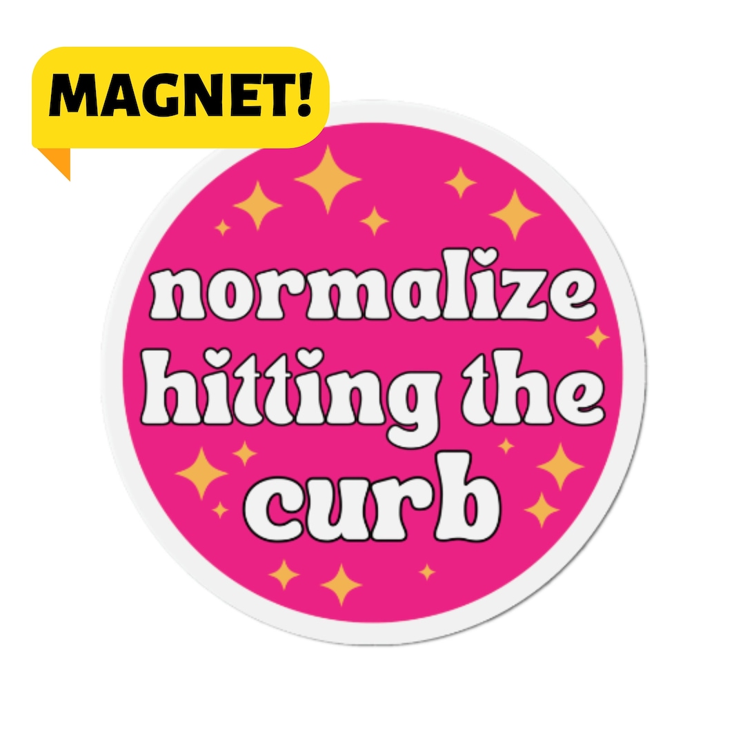 Normalize Hitting the Curb Funny Meme Pink Car Bumper Magnet - Etsy