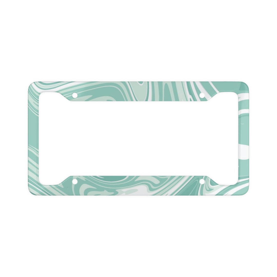Light Blue Groovy Retro Swirl Cute Aesthetic License Plate Frame Car ...