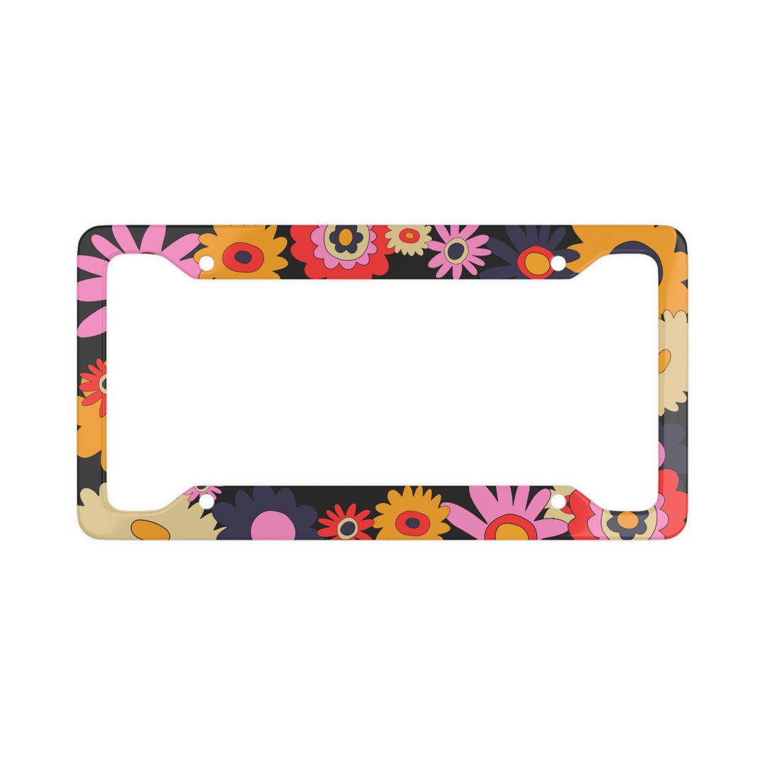 Retro Flowers Cute Aesthetic Fun Groovy 60's 70's Vibe License Plate ...
