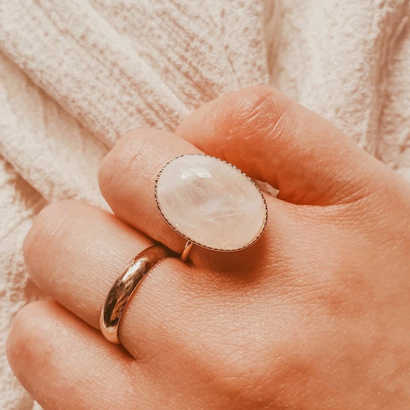 Large Moonstone Ring - Etsy