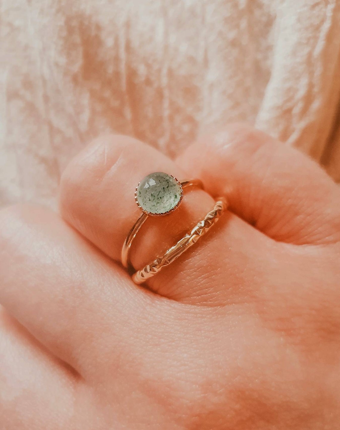 Green Aventurine Ring Gold Aventurine Ring Gold 14K Plated | Etsy