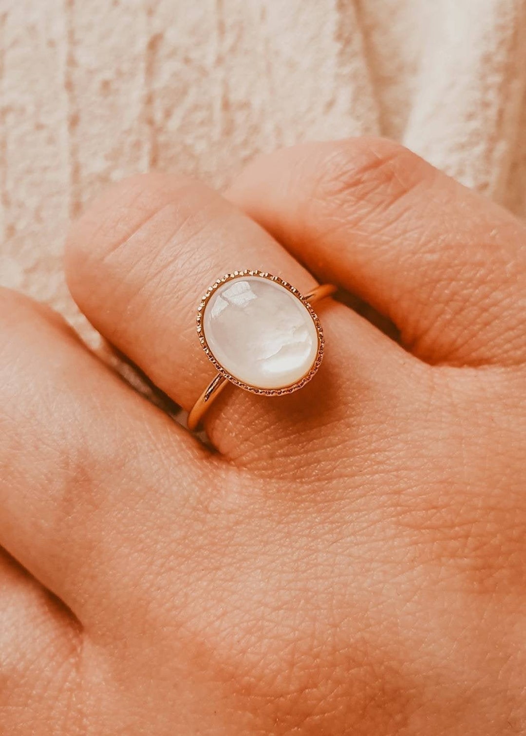 Gold Pearl Ring | Pearl Shell Ring | Gold Shell Ring | Mother of Pearl ...