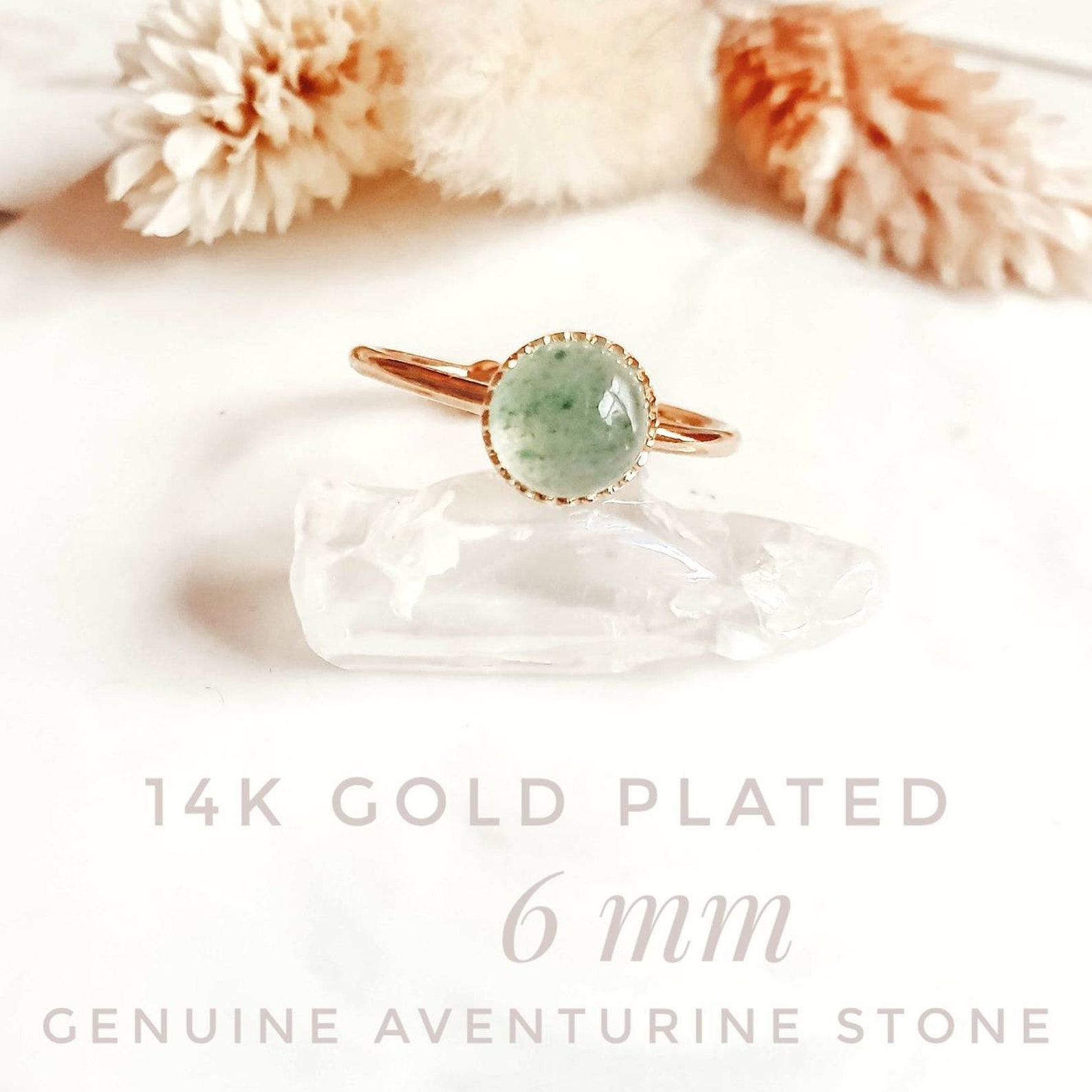 Green Aventurine Ring Gold Aventurine Ring Gold 14K Plated | Etsy