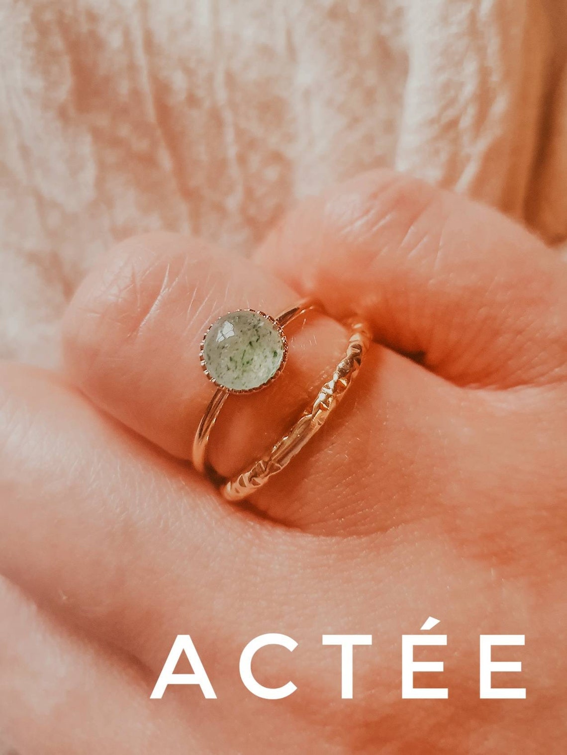 Green Aventurine Ring Gold Aventurine Ring Gold 14K Plated | Etsy