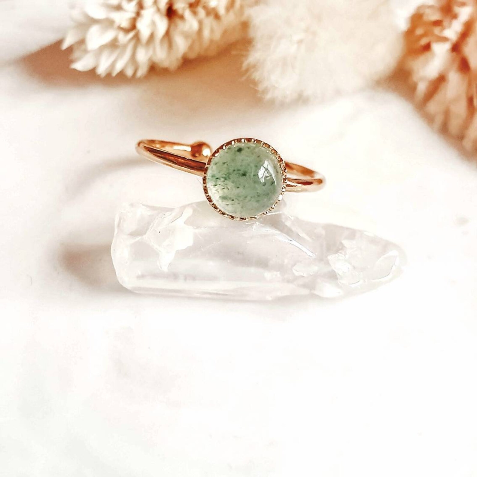 Green Aventurine Ring Gold Aventurine Ring Gold 14K Plated | Etsy