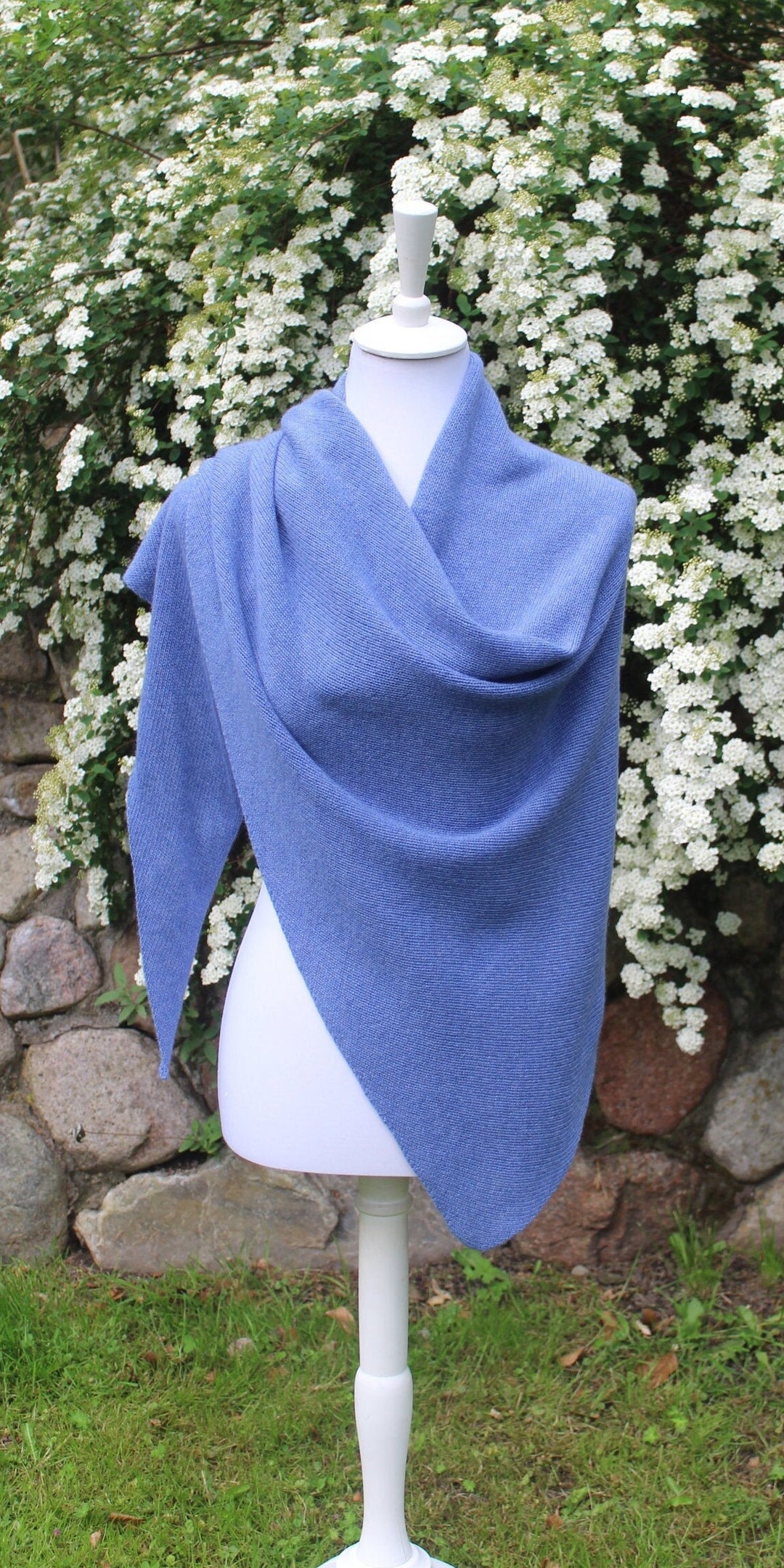 XXL Cashmere Triangular Scarf Denim Blue 10 Colors Shoulder Scarf ...