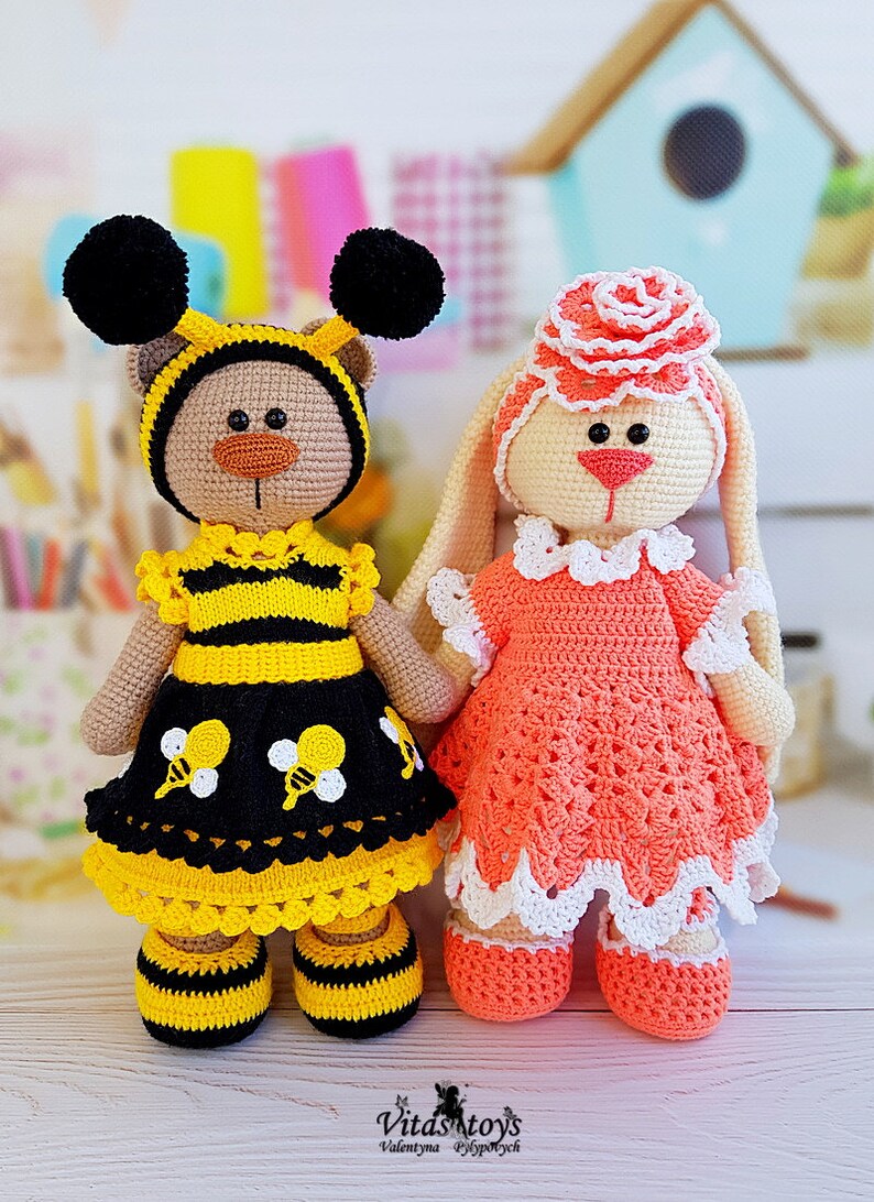 Dress Bunny Pattern Knit Toy Clothes Pdf Outfit for Bear Pdf - Etsy