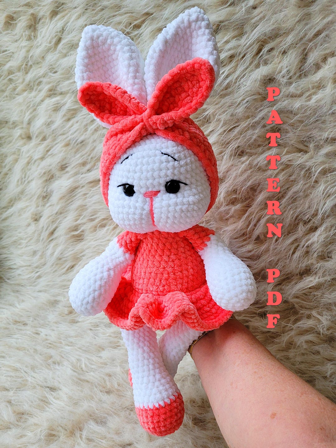 Rabbit Amigurumi Toy Crochet Bunny Soft Big Pink Plushies - Etsy