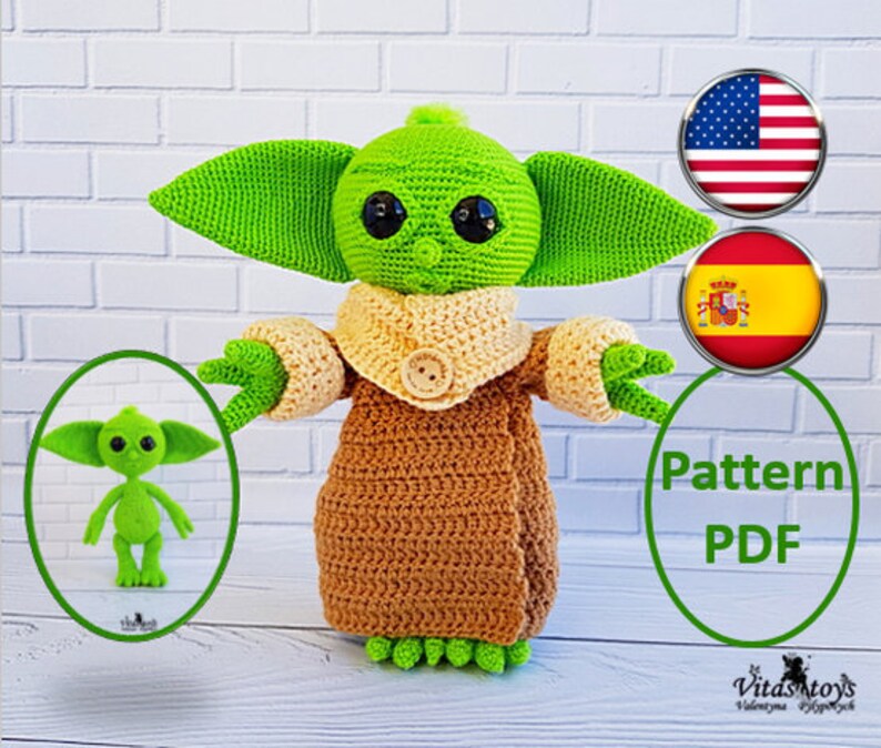 Crochet Baby Yoda Pattern Amigurumi English Spanish - Etsy